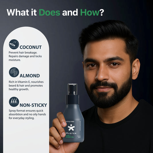 Hair and Beard Oil Spray For Men At Best Prices Online | Muster Men